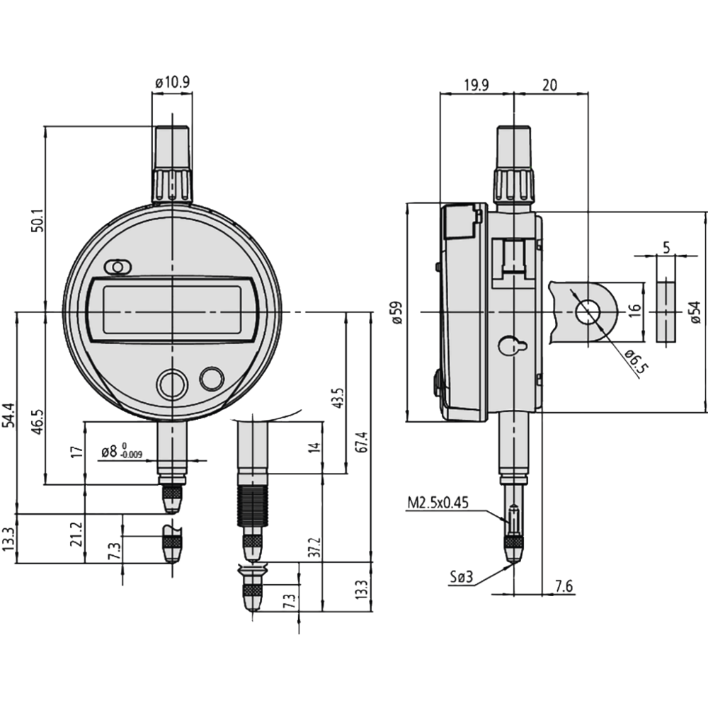 Messuhr digital 12,7mm (0,001mm) ID-S112XB, IP42 | SARTORIUS Werkzeuge