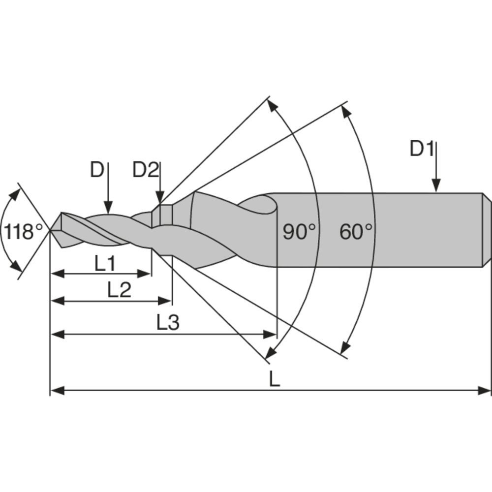 Stufenzentrierbohrer HSSE DIN332-2 60°/90° Form D M6 - 5x6,4x12,5mm ...