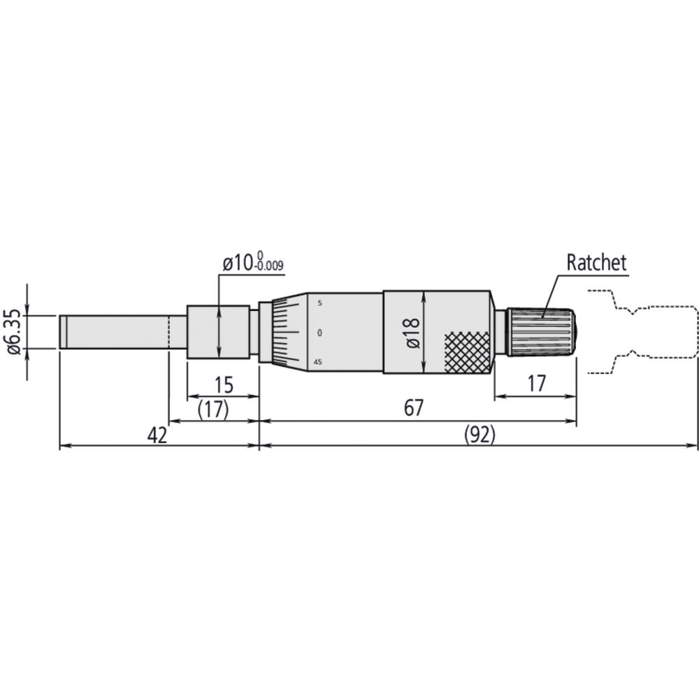 Einbaumessschraube 0-25mm (0,01mm) ohne Spannmutter, mit Ratsche | SARTORIUS Werkzeuge